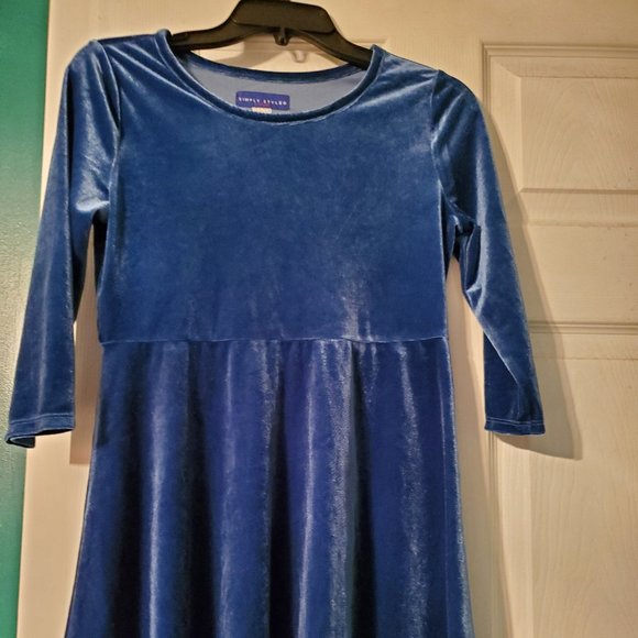 Dresses | Girl Velvet Blue Dress | Poshmark